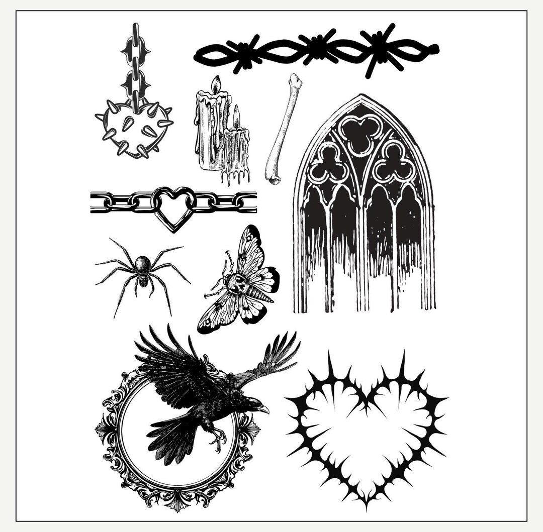 Gothic Temporary Tattoo Sheet | XL & XXL Wearable Art - Etsy