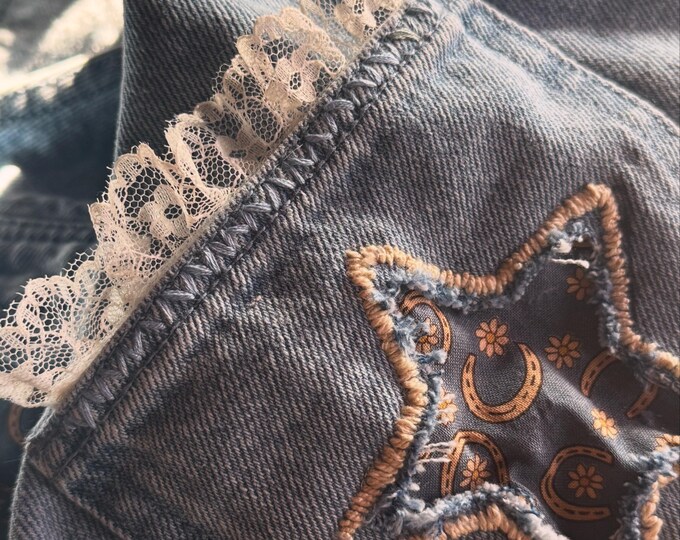Star Patch Overalls - Hand-sewn Reverse Applique - Etsy