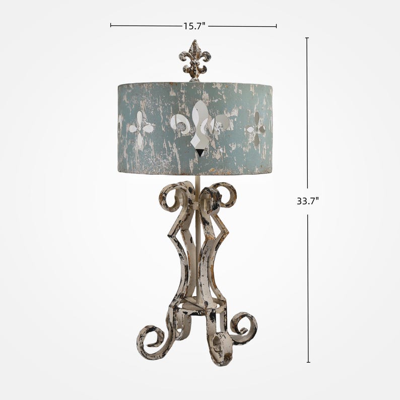 Vintage French Country Table Lamp With Distressed Metal Base - Etsy
