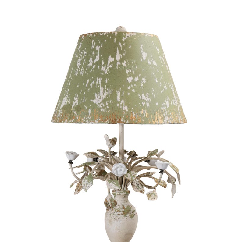 Floral Table Lamp: French Country Cottage Green Shade - Etsy