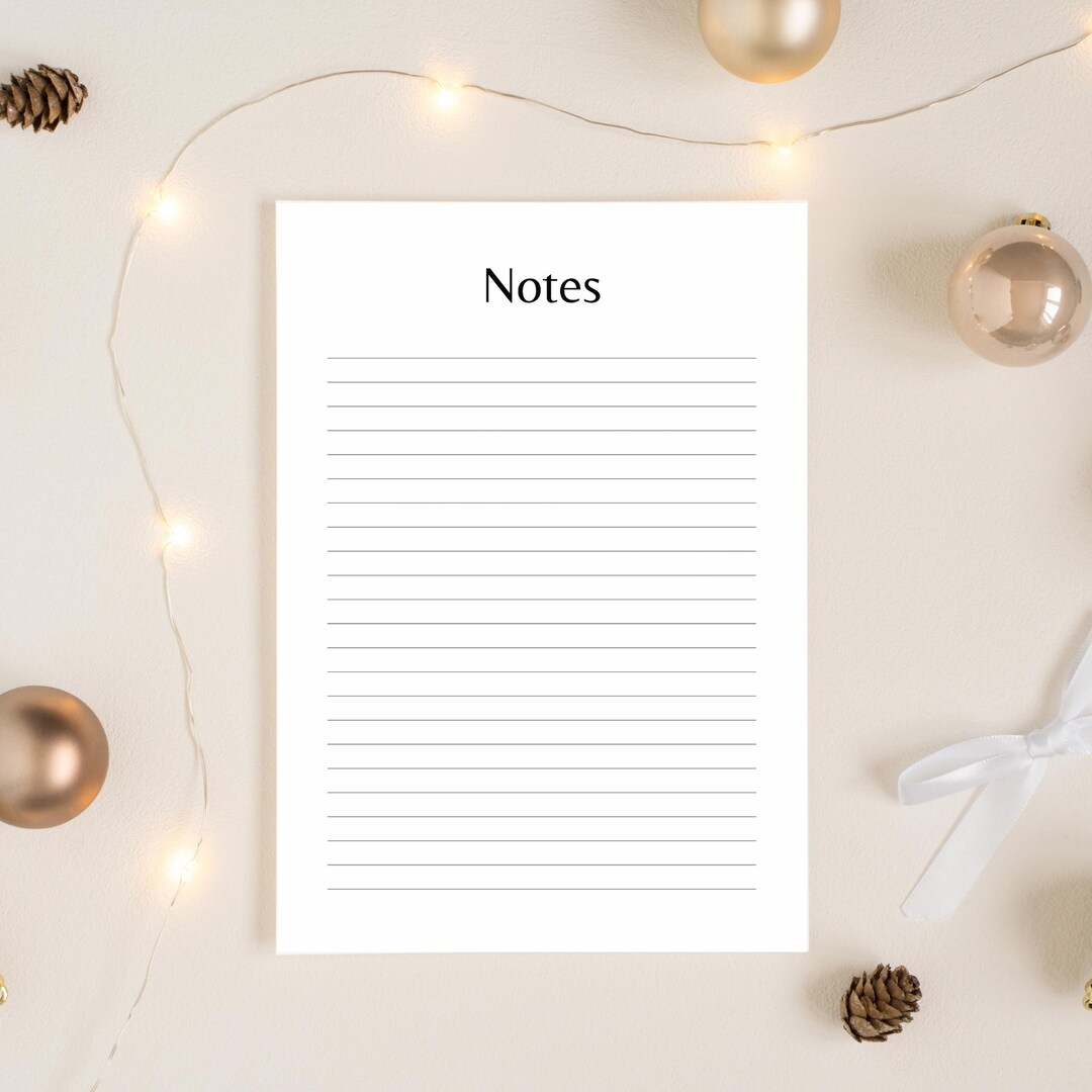 Printable Lined Notes Page Template: A4, A5 & US Letter (digital ...