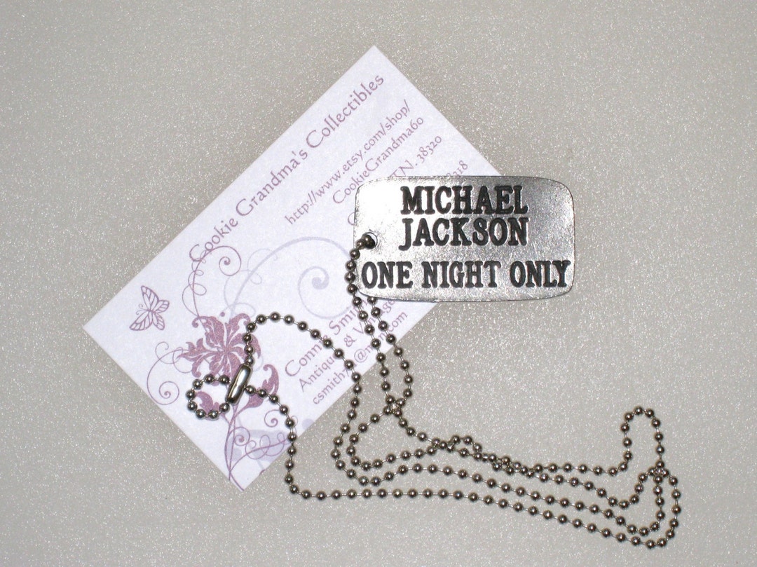 Michael Jackson Dog Tag Necklace With 24" Beaded Chain, Rare 1995 One ...