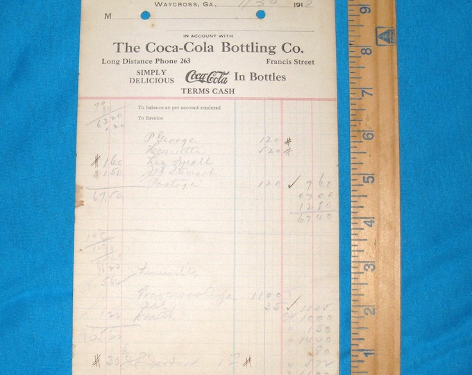 1918 Coca Cola Bottling Co. Order Form / Waycross GA. - Etsy