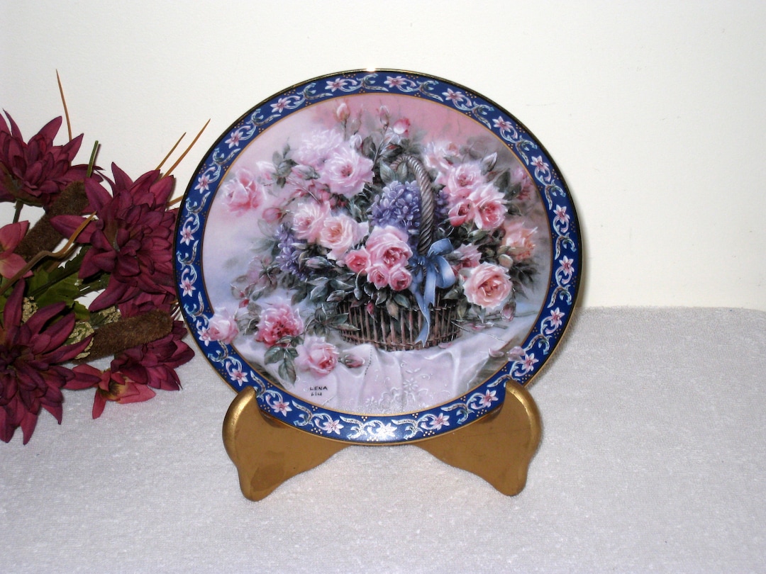 Lena Liu "roses" Collectible Plate, Basket Bouquets 1st Issue 1992 ...