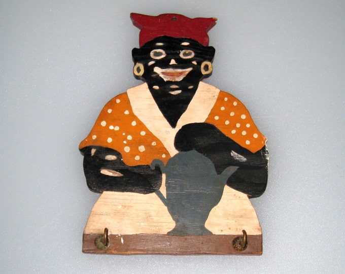 Primitive Mammy / Black Americana Folk Art Key Holder Wall Hanging ...