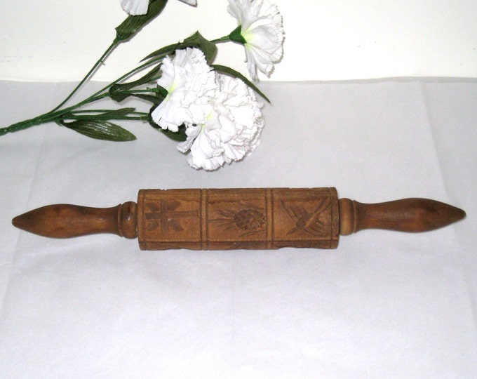 Vintage Springerle Carved Wood Rolling Pin Baking Utensil / - Etsy
