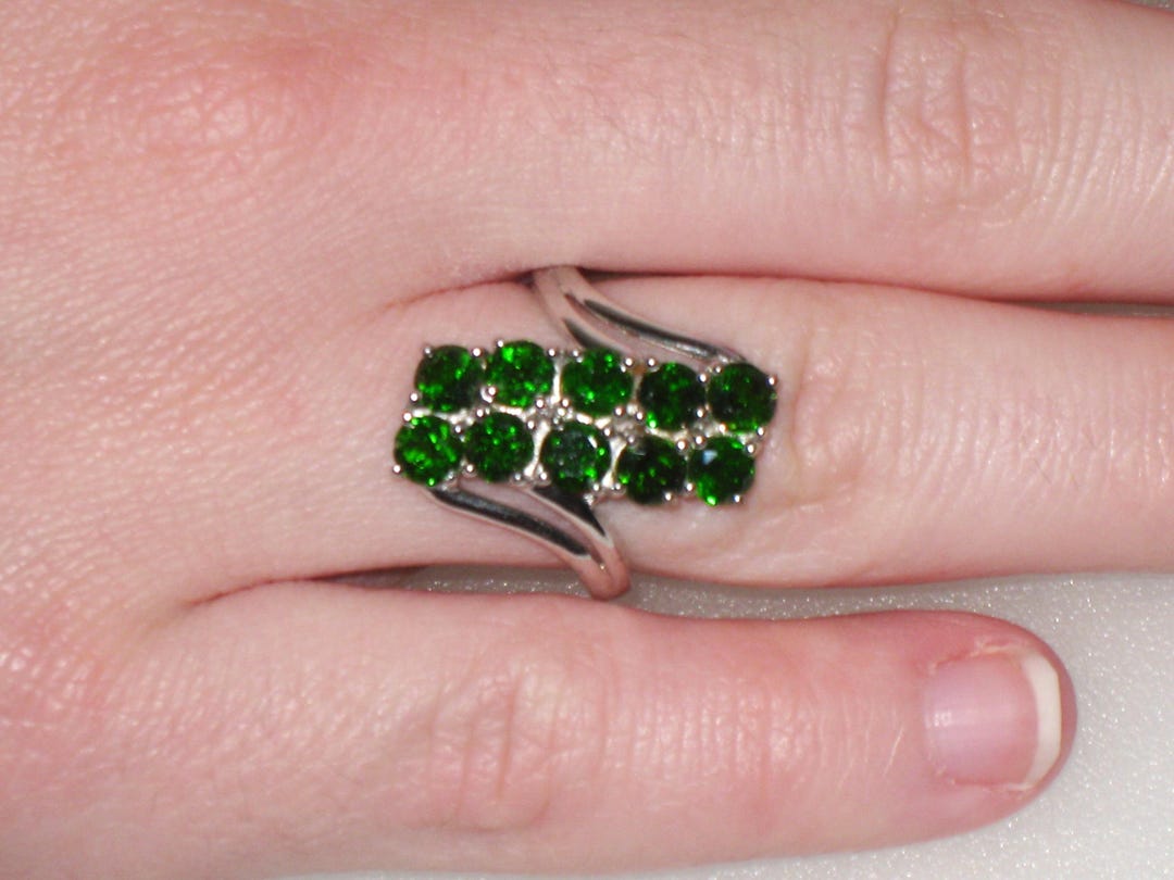 STS Sterling Emerald Bypass Ring, US Size 6.25, Dazzling Vintage Multi ...