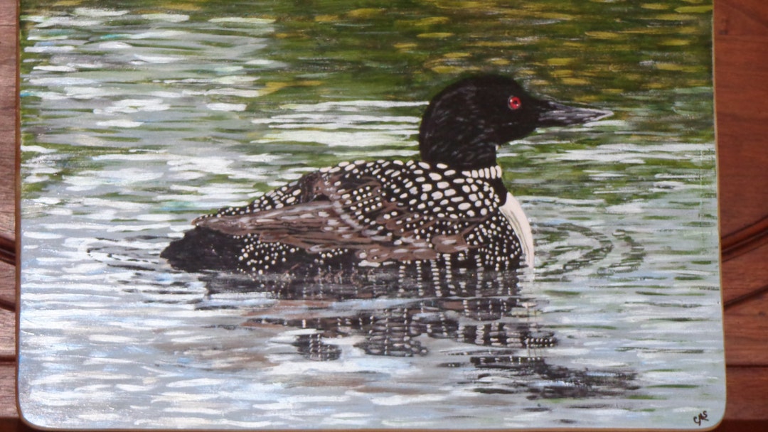 Hand-painted Loon on 12 X 18 Cuisinart Wood Cutting Board/country/cabin ...