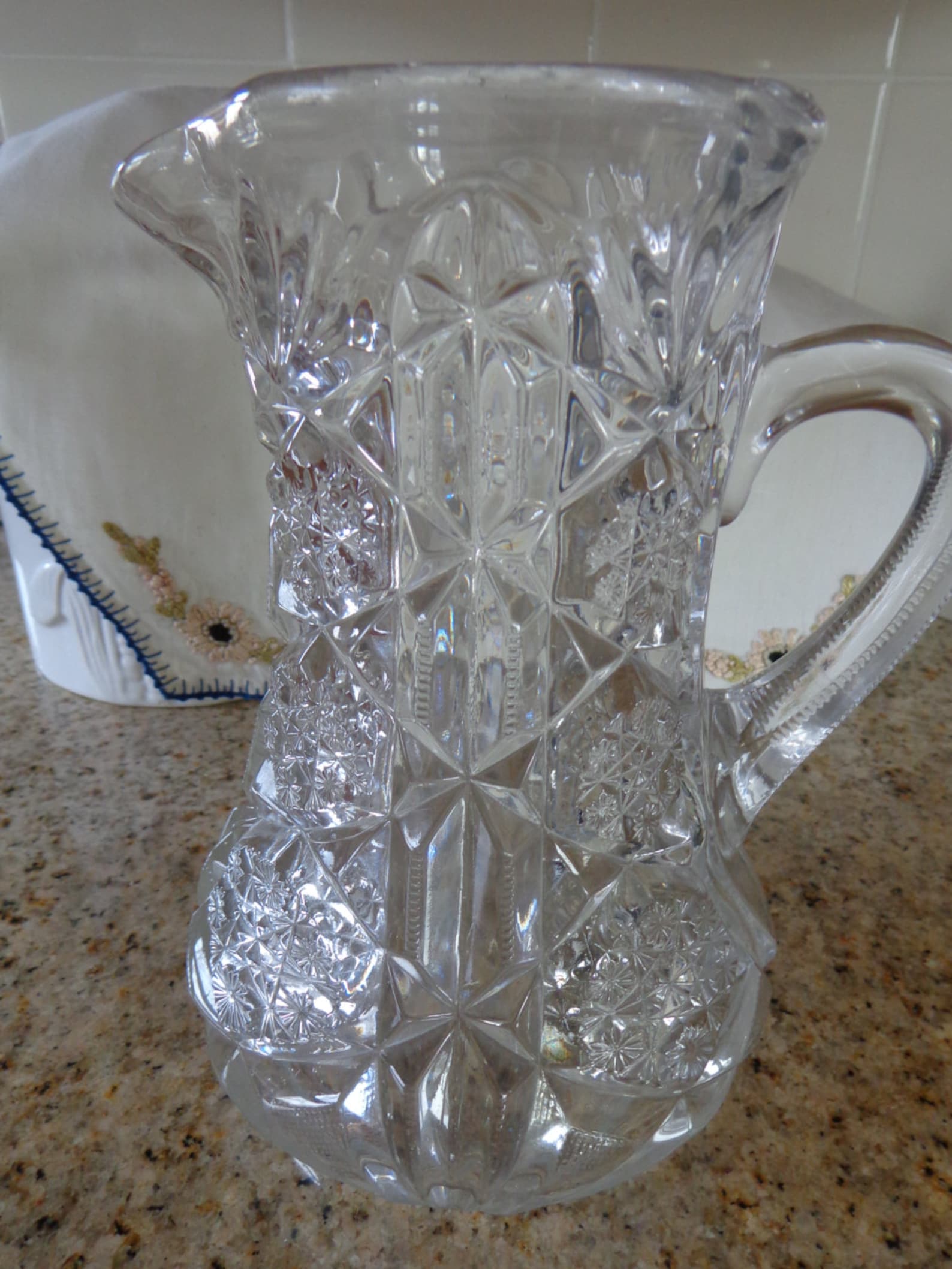 Antique Mold Blown & Pressed Clear Glass Heavy Pitcher/polished Pontil ...
