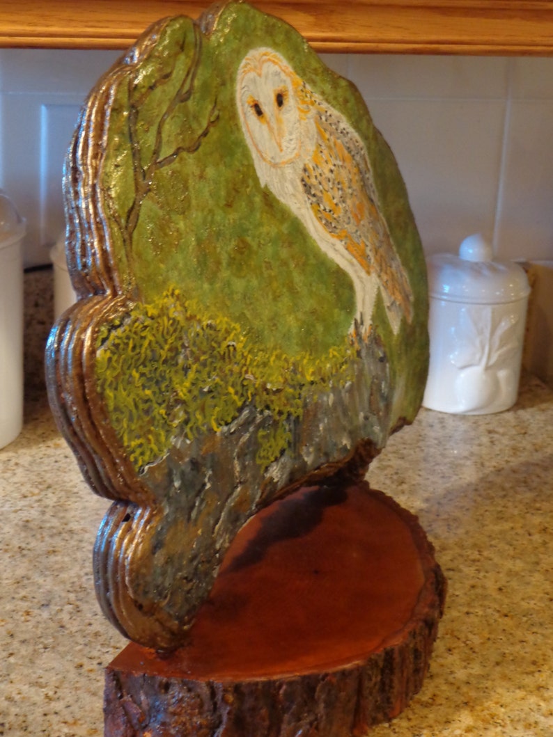 Folk Art Large Tree Conk/tree Fungus/tree Mushroom/barn Owl Cabin ...