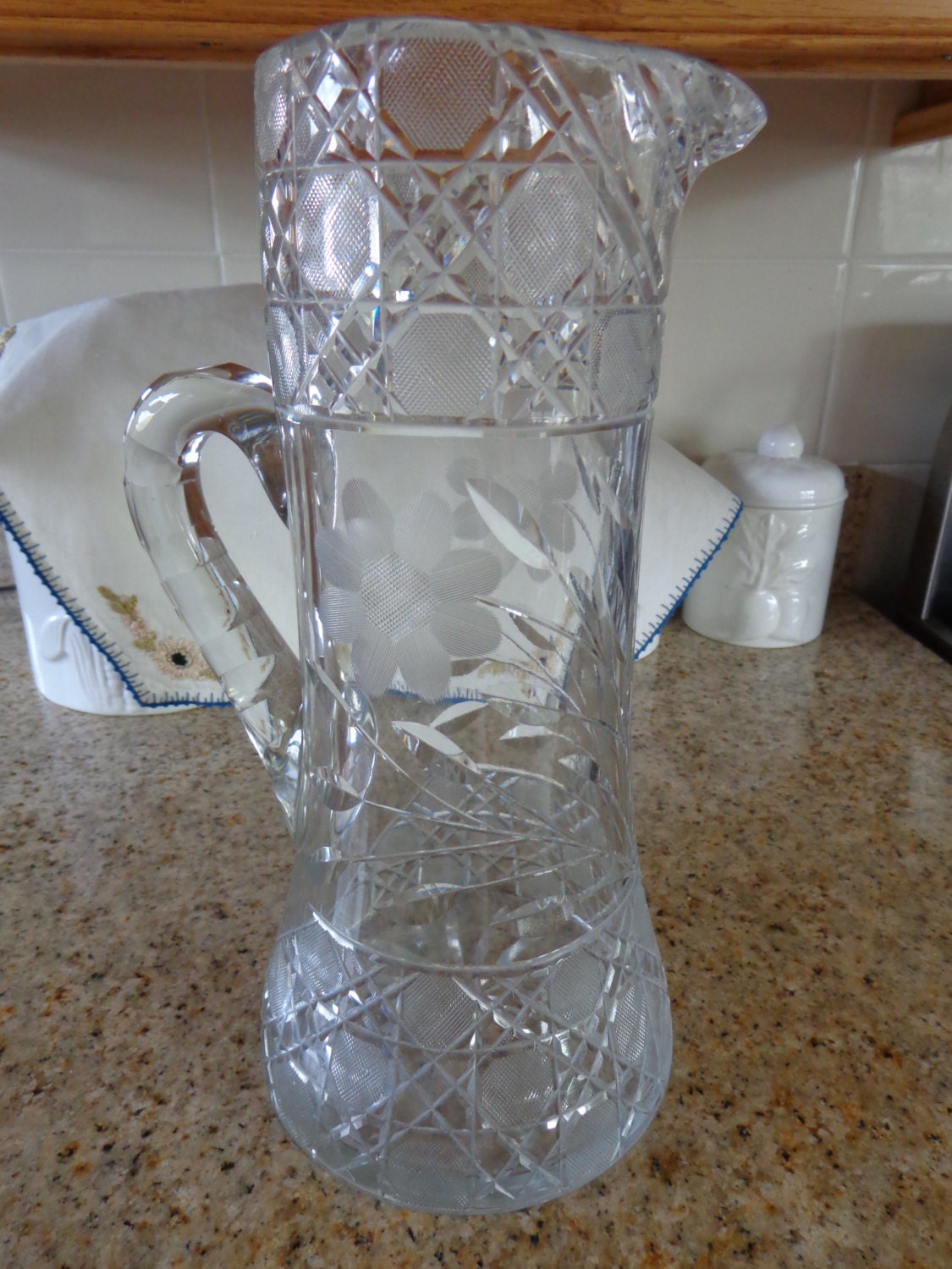 H.C. Fry Clear Glass Cut Crystal Tankard/12" Tall (1901-1933) - Etsy