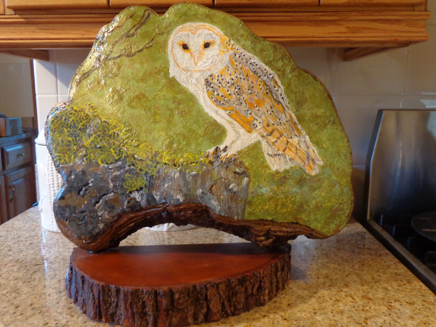 Folk Art Large Tree Conk/tree Fungus/tree Mushroom/barn Owl Cabin ...