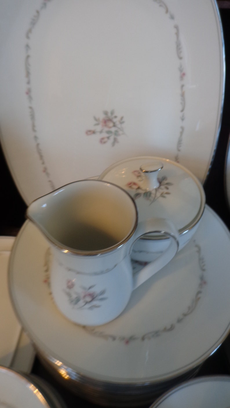 Vintage Noritake China Set, Mayfair Platinum Trim, 1960s Service for 12 ...
