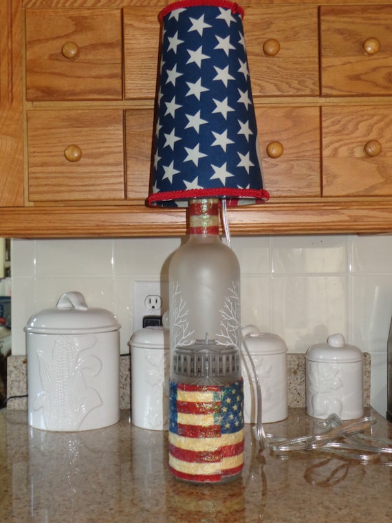 Table/desk Lamp Patriotic/flag/cotton Stars Shade - Etsy