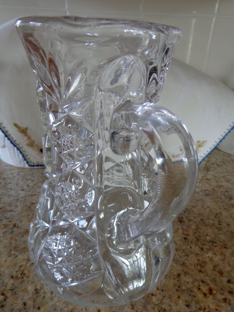 Antique Mold Blown & Pressed Clear Glass Heavy Pitcher/polished Pontil ...