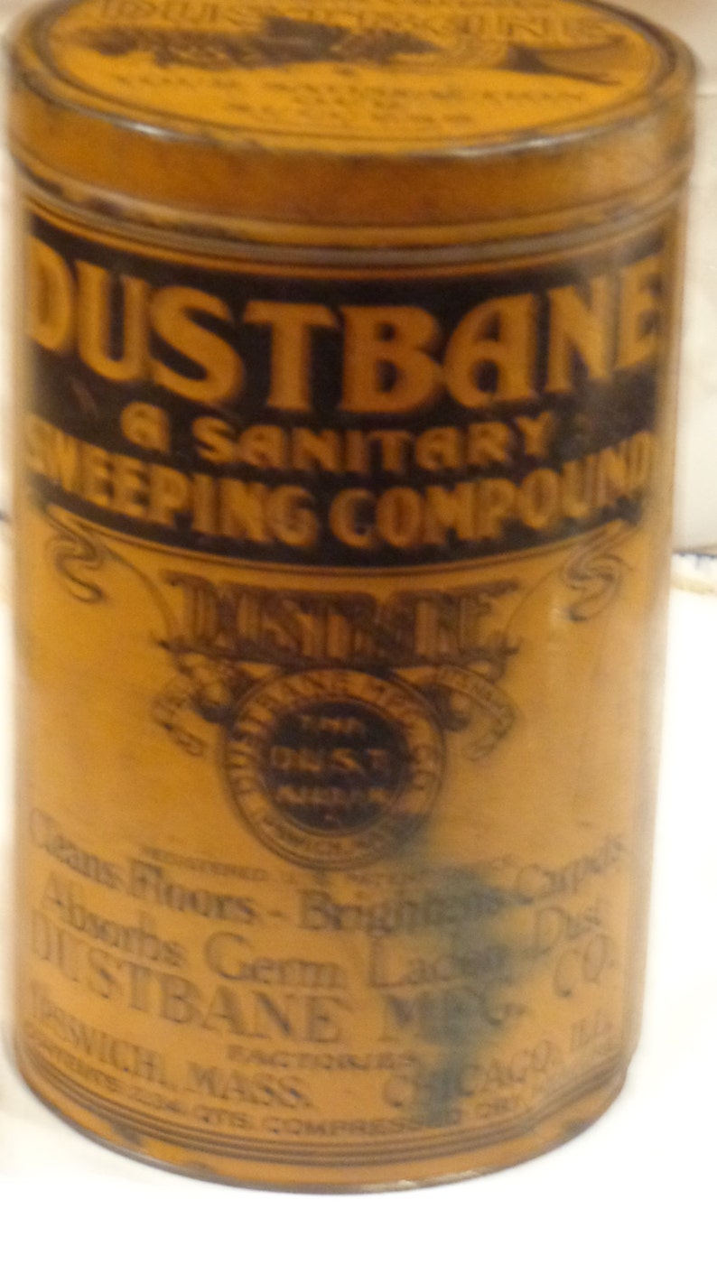 Antique Dustbane Can Circa 1913 Sanitary Sweeping Compound/ipswich Mass ...