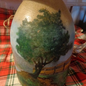 Antique Jug Hand-painted Train and Scene vintage Trains Shade/country ...