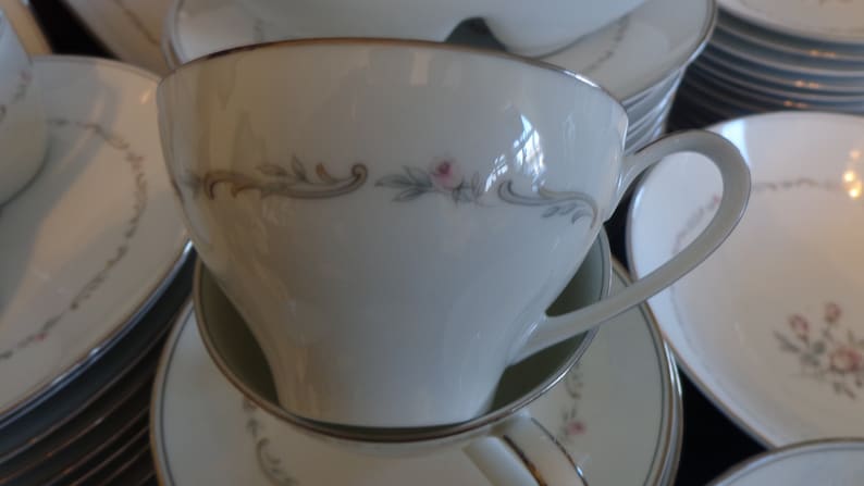 Vintage Noritake China Set, Mayfair Platinum Trim, 1960s Service for 12 ...