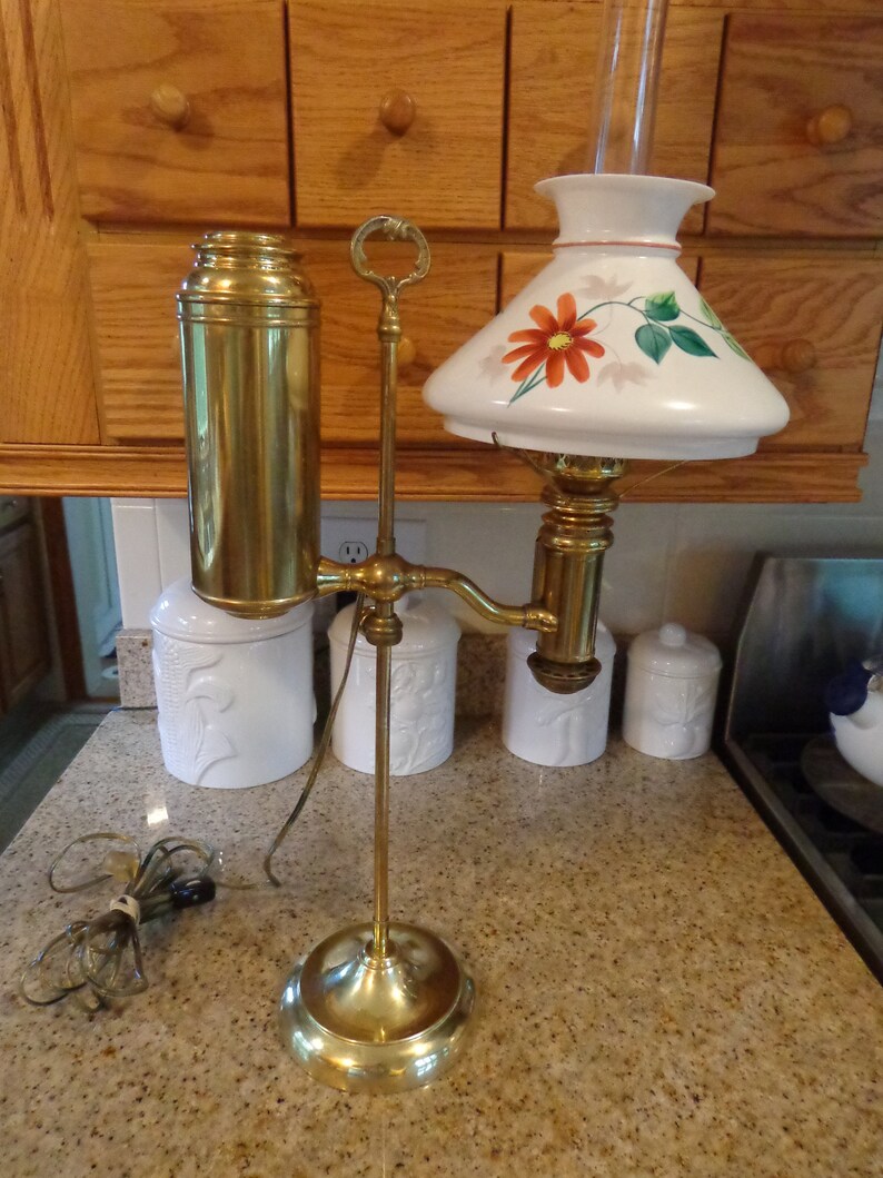 Edward Miller "new Juno" Single Student Brass Lamp With Antique Ives ...