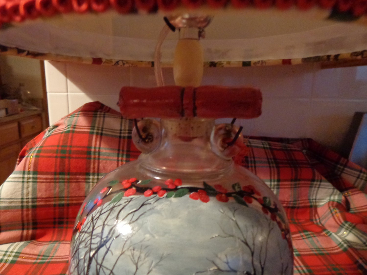 Antique/vintage Glass Bail-handled Jug Lamp/winter Memories Hand ...