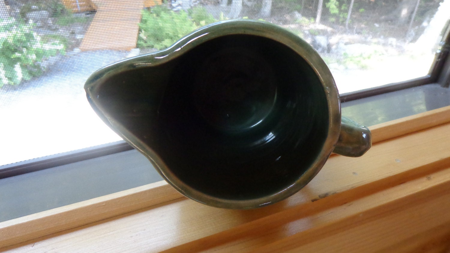 Mccoy Pottery Green Glazed Stoneware Pitcher With Grape Motif/cabin ...
