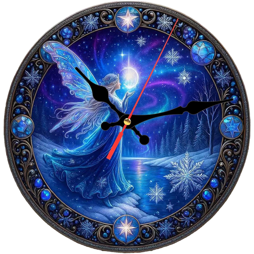 Aurora Fairy Wall Clock – Round Acrylic Silent Clock – 10 Inch Fantasy ...