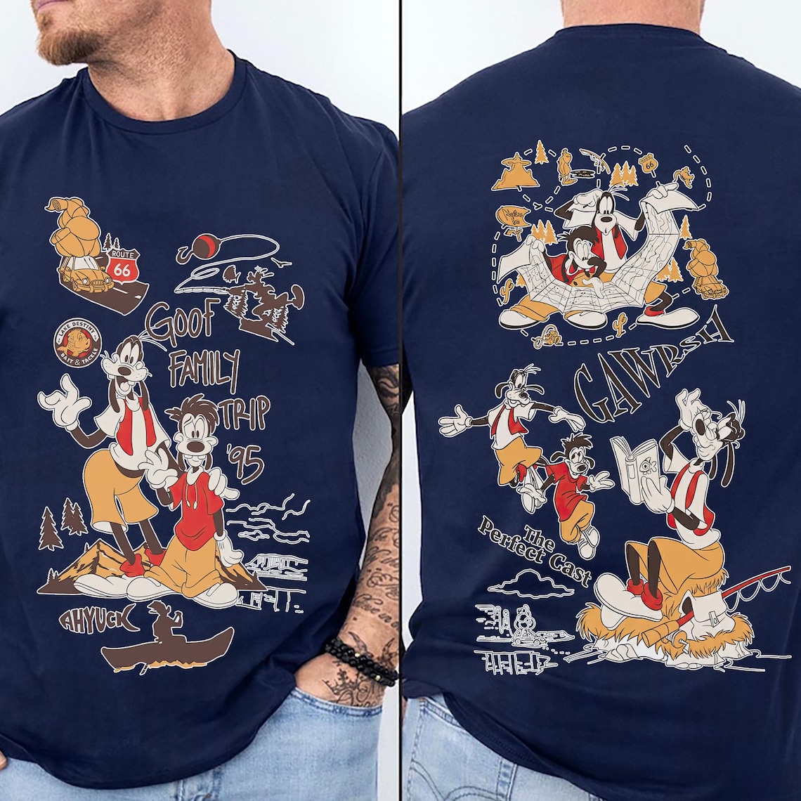 2-sided Goofy and Max the Perfect Cast Shirt, Disney A Goofy Movie ...