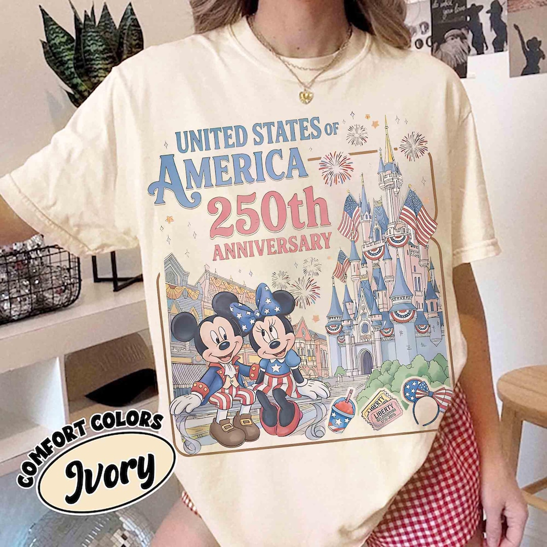 Comfort Color USA 250th Anniversary Mickey Minnie Shirt, Patriotic ...