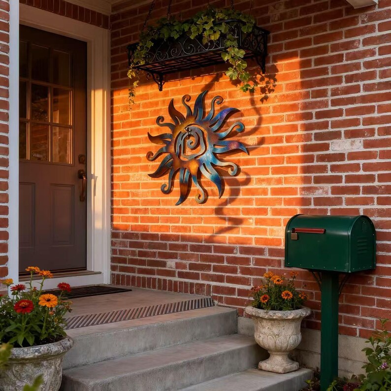 Heat Colorful Wacky Sun Outdoor Metal Wall Art, Metal Wall Decor ...