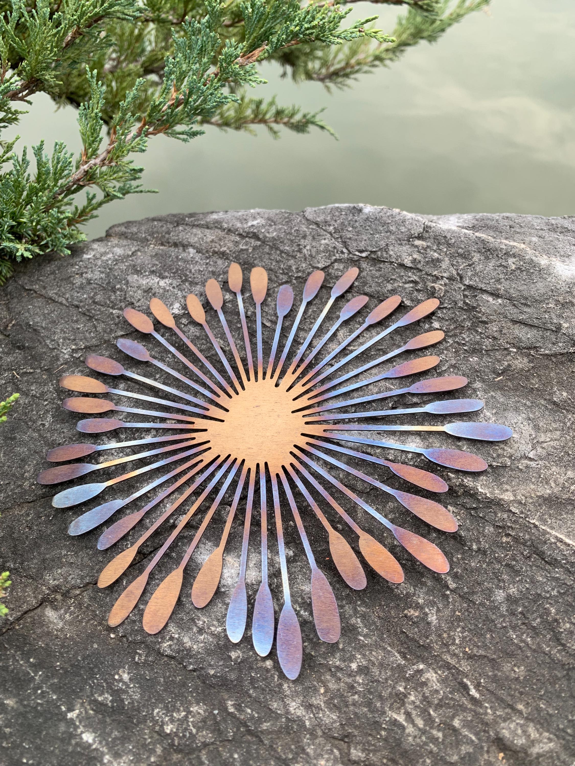 Heat Colored Metal Wacky Sun Outside Wall Art, Metal Wall Decor, Unique ...