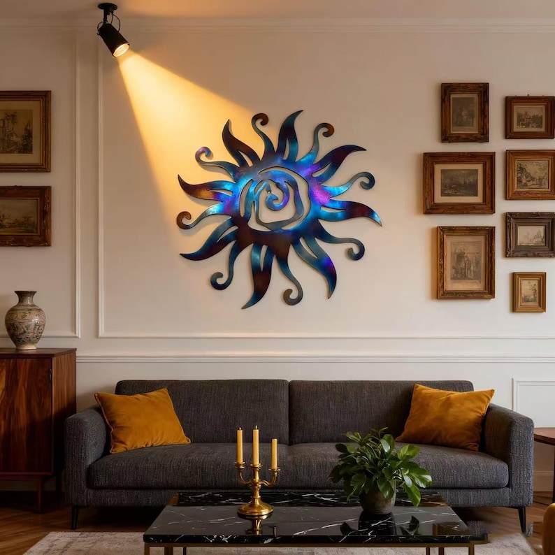 Heat Colorful Wacky Sun Outdoor Metal Wall Art, Metal Wall Decor ...