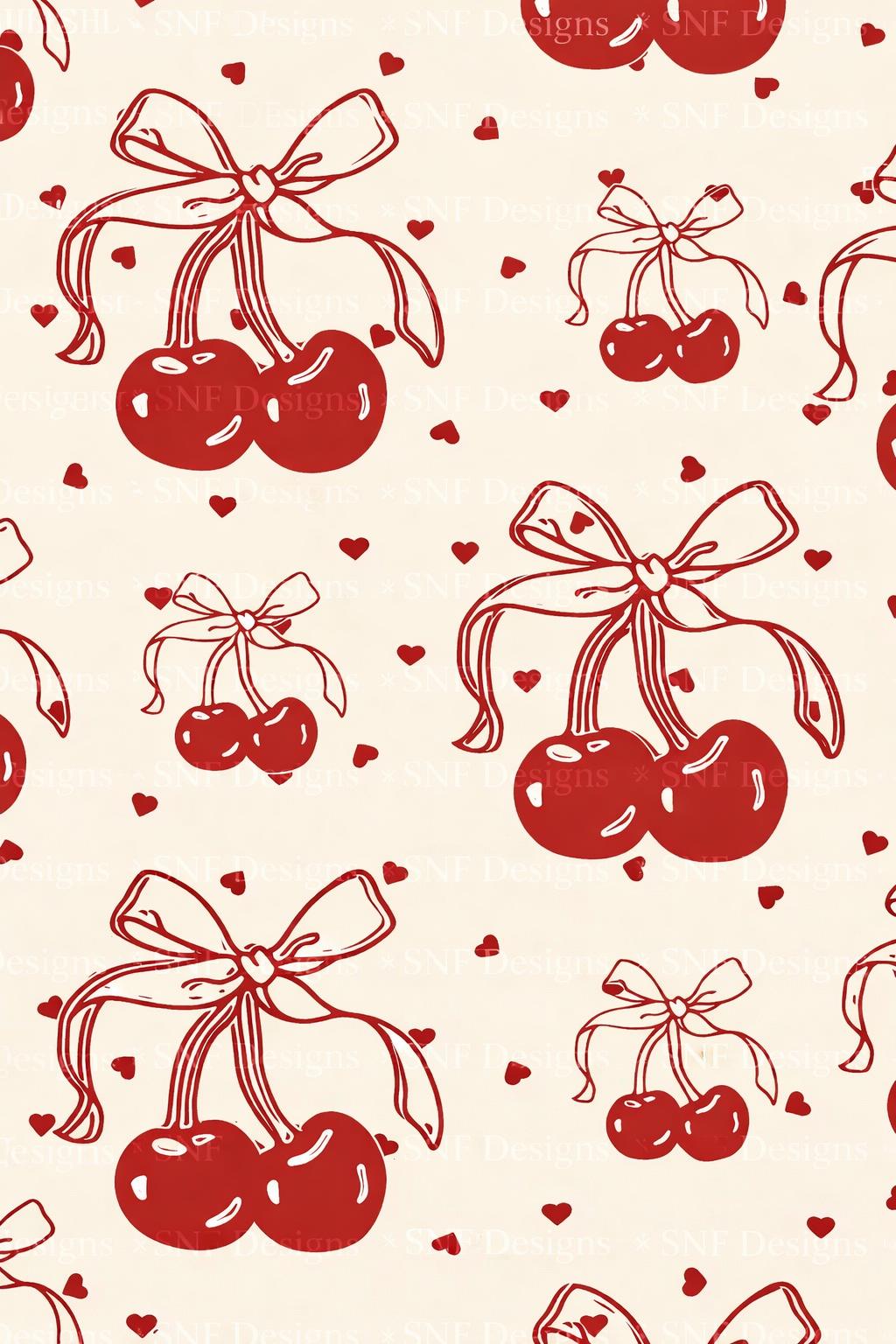 Coquette Cherry Bow Wallpaper | Girly Phone Background (digital ...