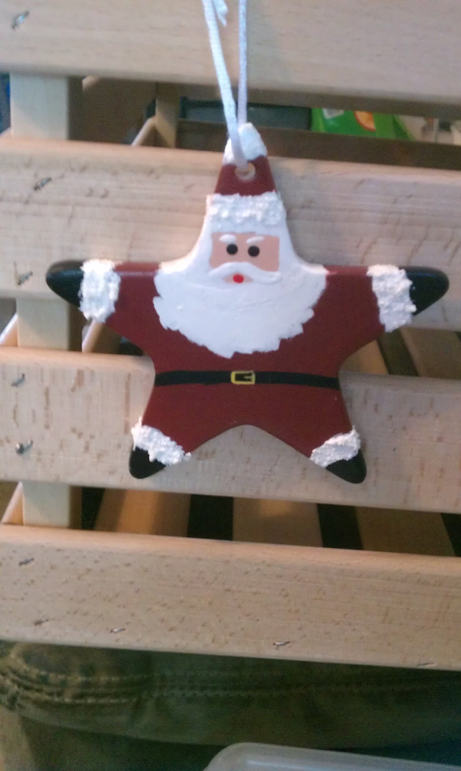 Ceramic Santa Star Ornament | Etsy