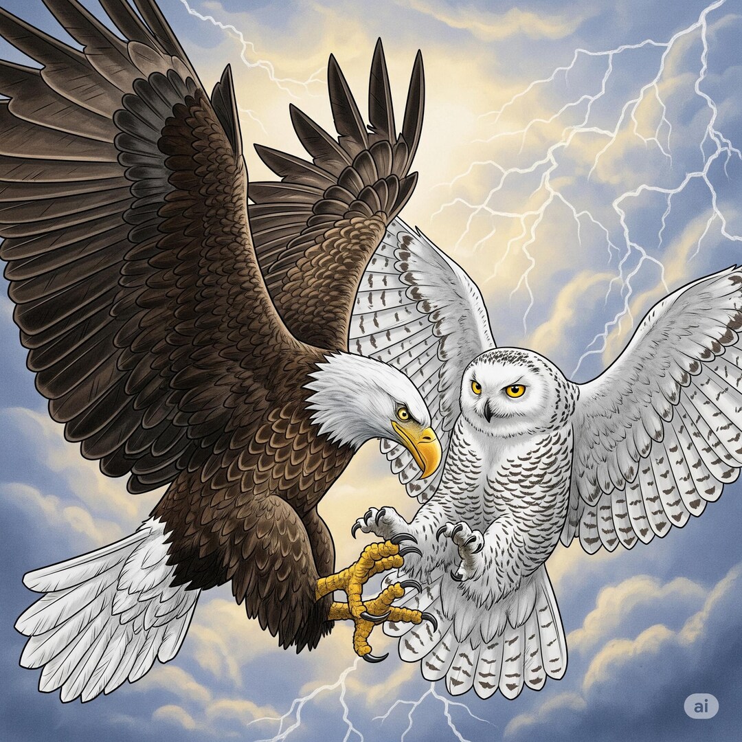 American Symbol Vs Tundra Ghost: Bald Eagle Vs Snowy Owl - Etsy