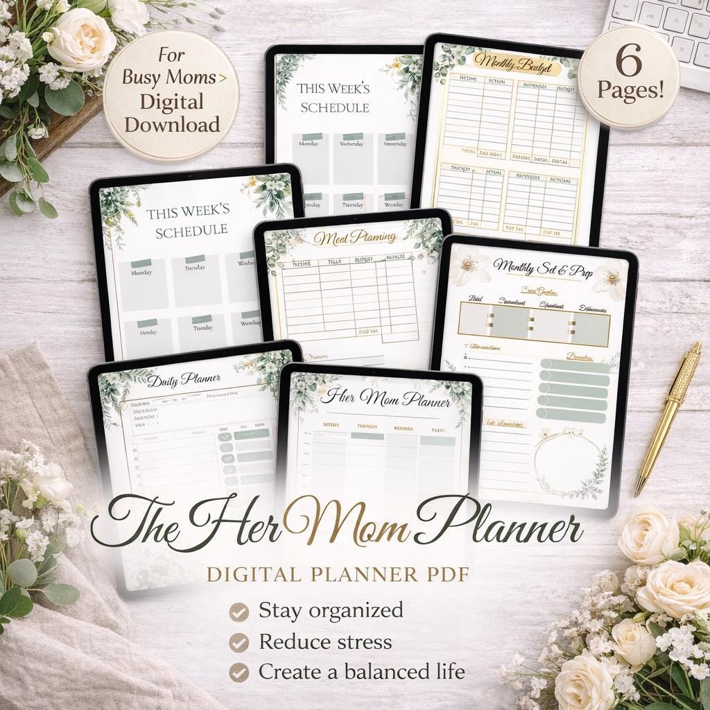 Digital Mom Planner PDF | Ipad, Kindle Scribe & Tablet Compatible ...
