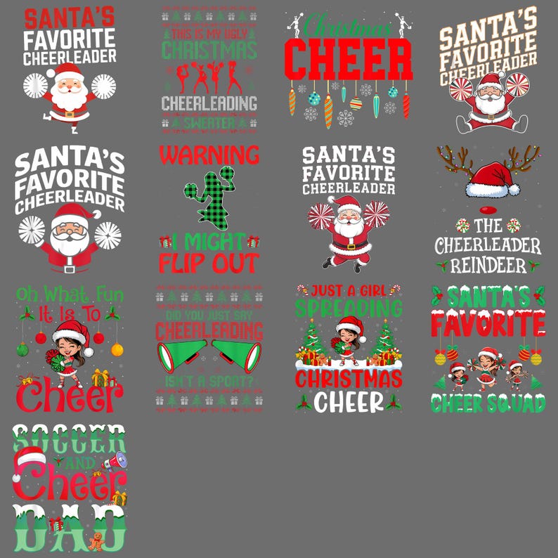 Cheerleading Christmas PNG Funny Cheer Squad Holiday Clipart ...