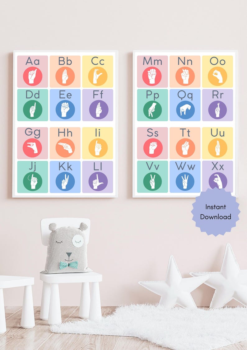 Sign Language Alphabet Flashcards - Printable for Classroom and Home - Etsy