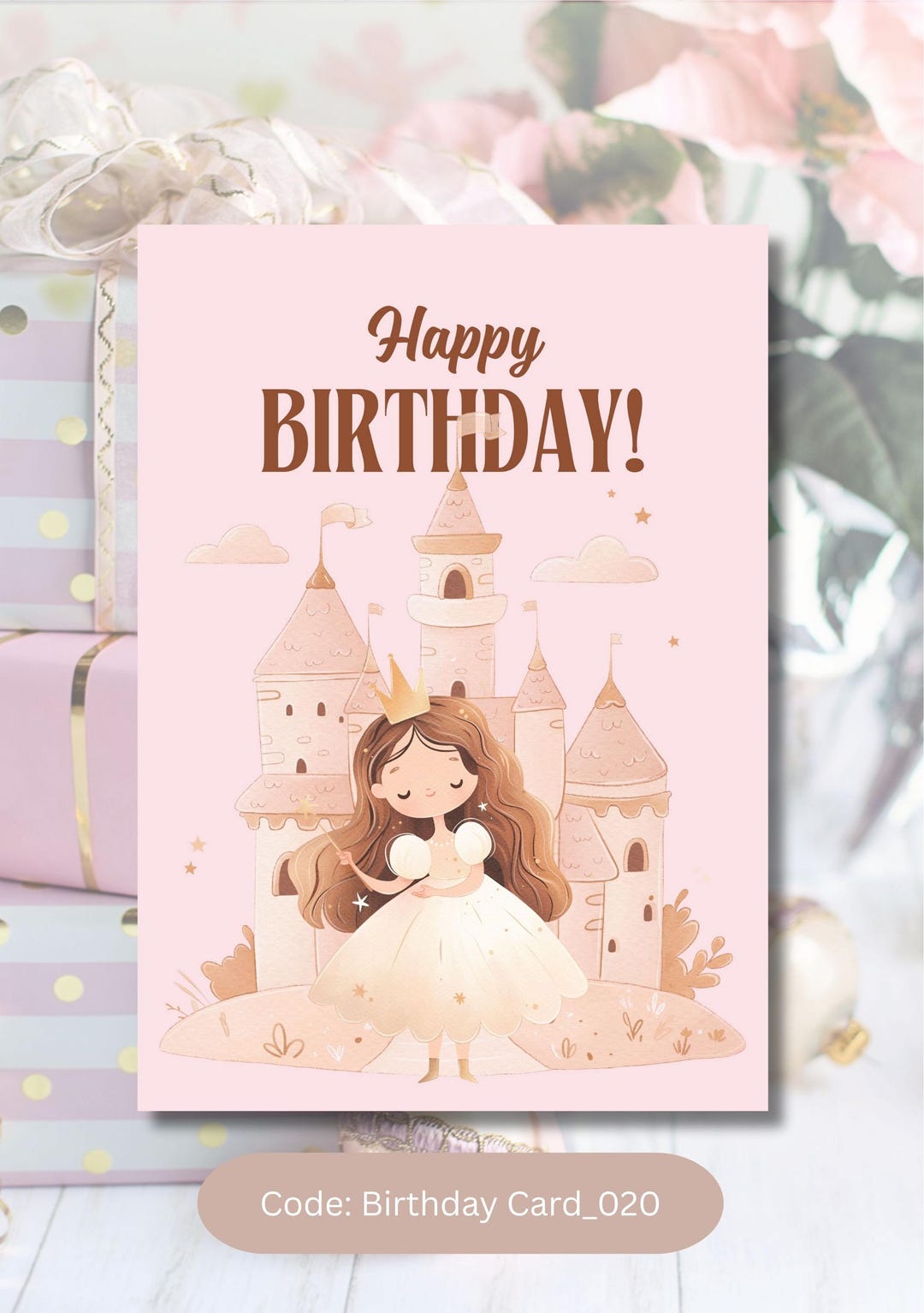 Princess Birthday Card: 5x7 Printable Kids Birthday (digital Download ...