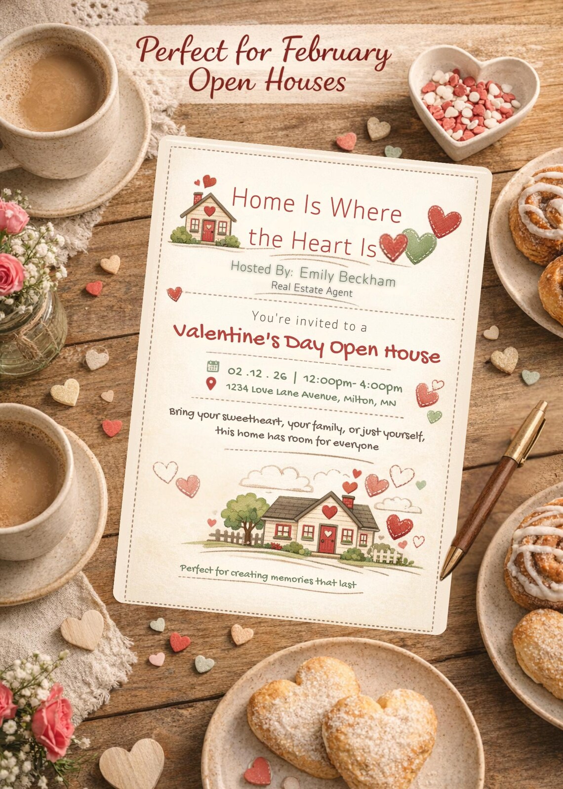 Home is Where the Heart is Open House Invite | Valentine’s Day Realtor ...