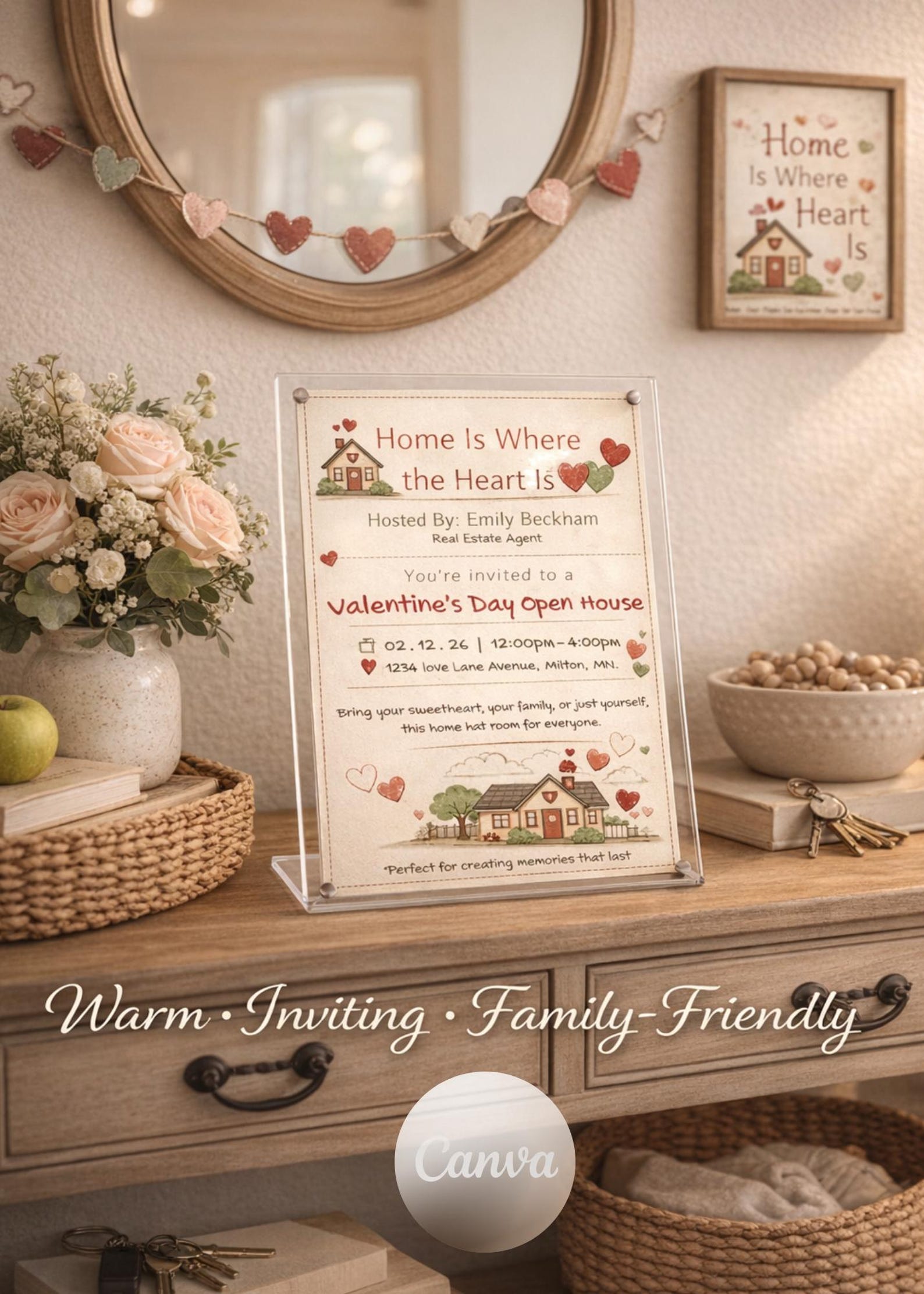 Home is Where the Heart is Open House Invite | Valentine’s Day Realtor ...