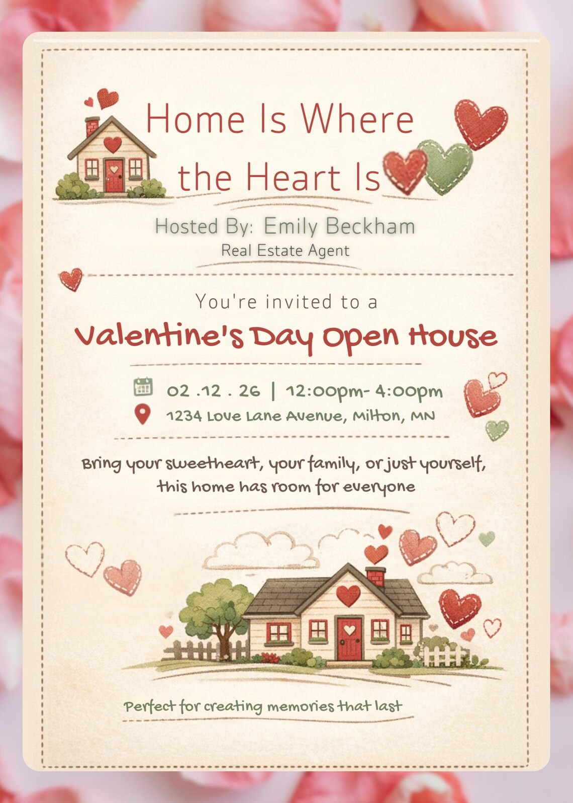 Home is Where the Heart is Open House Invite | Valentine’s Day Realtor ...