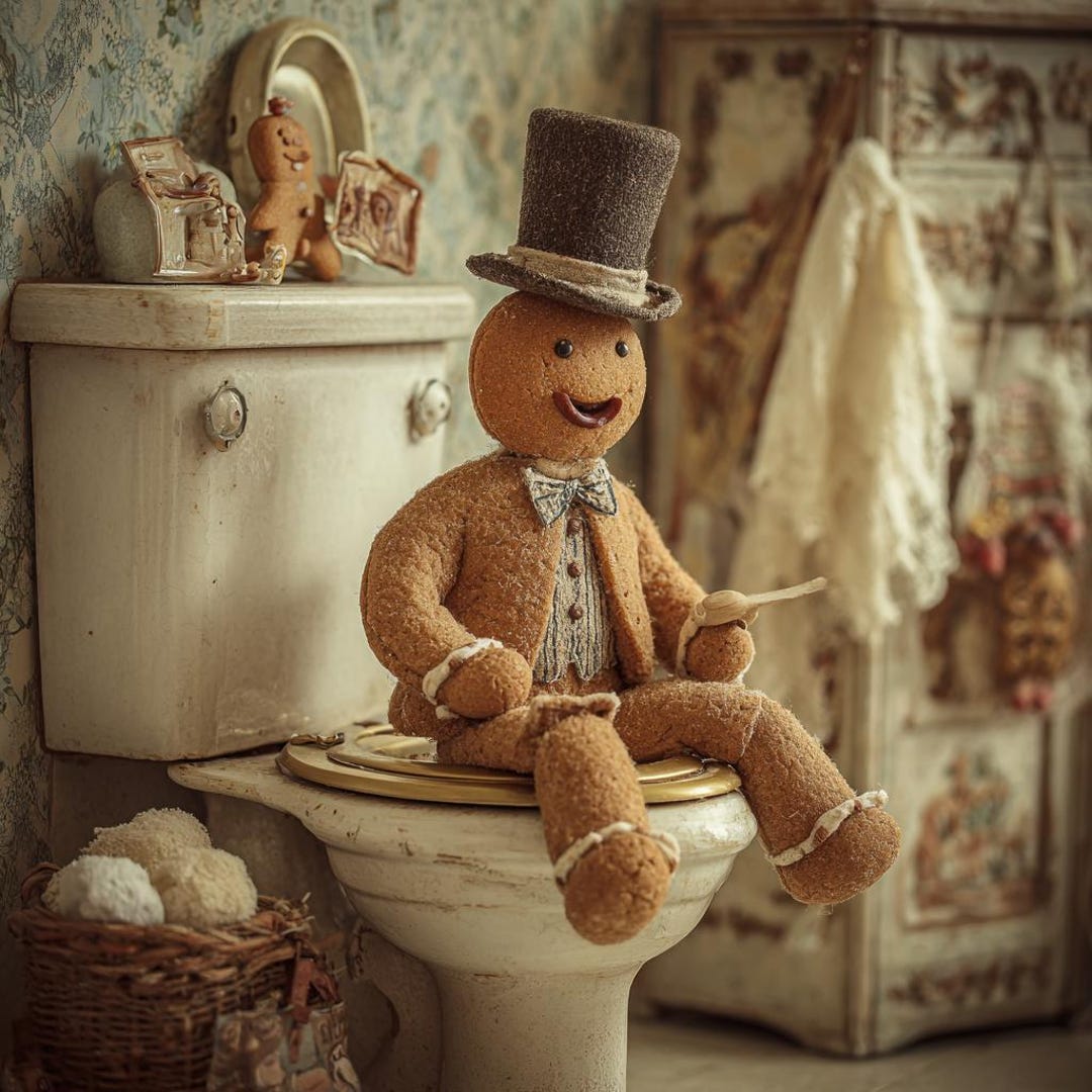 Gingerbread Man Bathroom Print | Funny Christmas Holiday Decor (digital ...