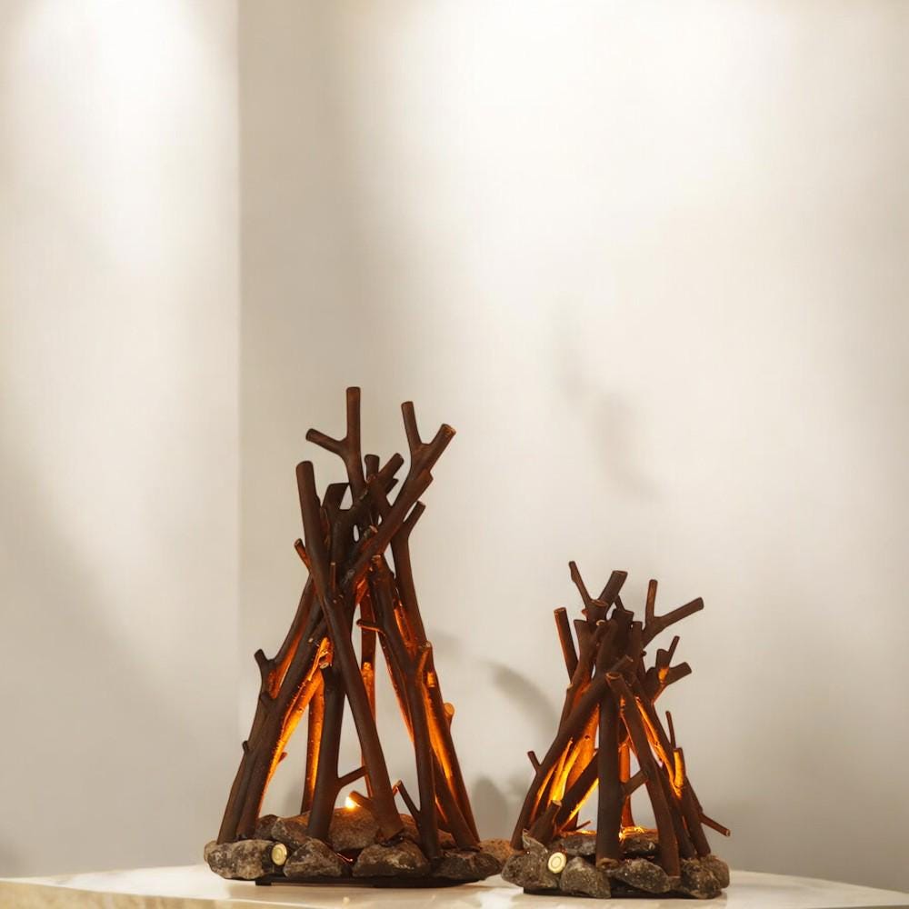 Handmade Branch LED Campfire Night Light | Retro Ambient Lamp - Etsy
