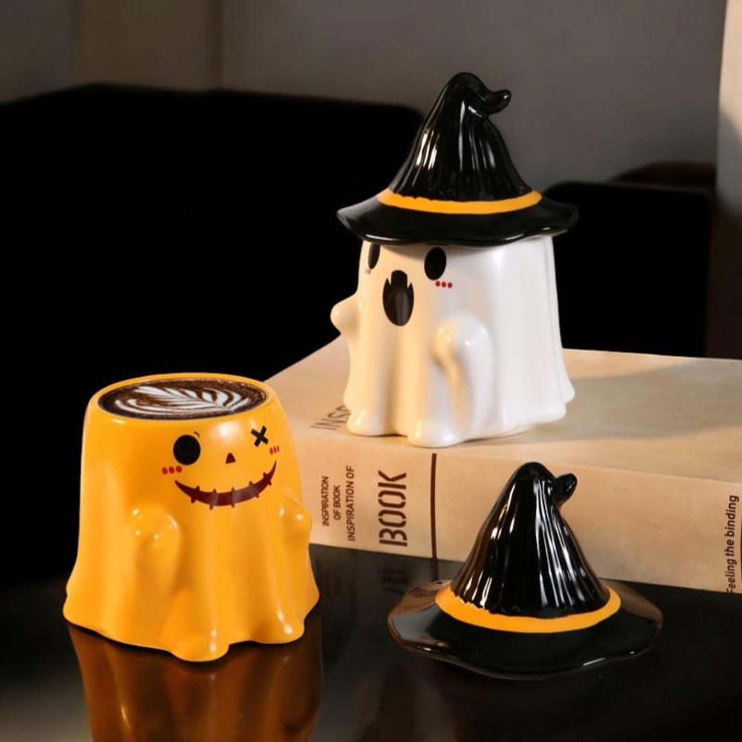 Cute Ghost Ceramic Mug – Halloween Coffee Cup, Spooky Collector Gift - Etsy