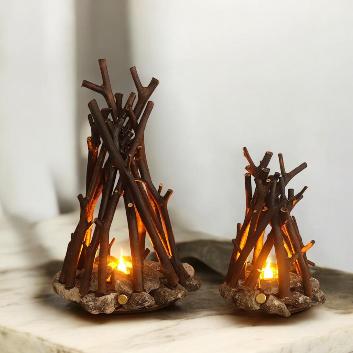 Handmade Branch LED Campfire Night Light | Retro Ambient Lamp - Etsy
