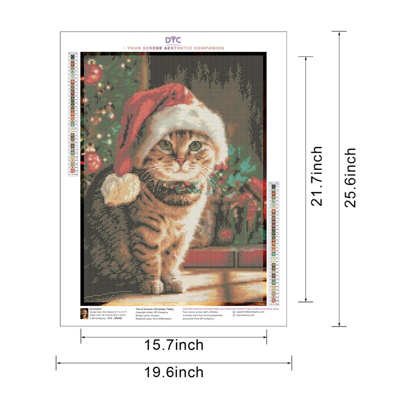 Christmas Tabby Cat Diamond Art Kit: Holiday Wall Decor 19.7x25.6in ...