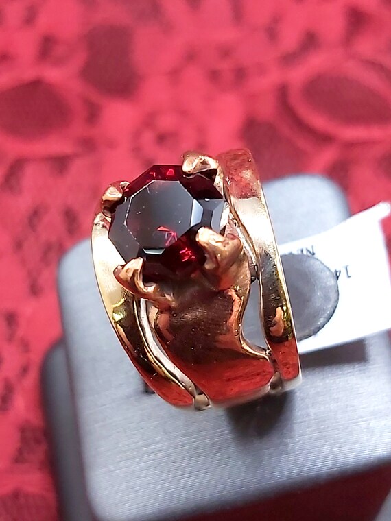 14k Gold, Copper, and Ruby-like Statement Ring - Gem