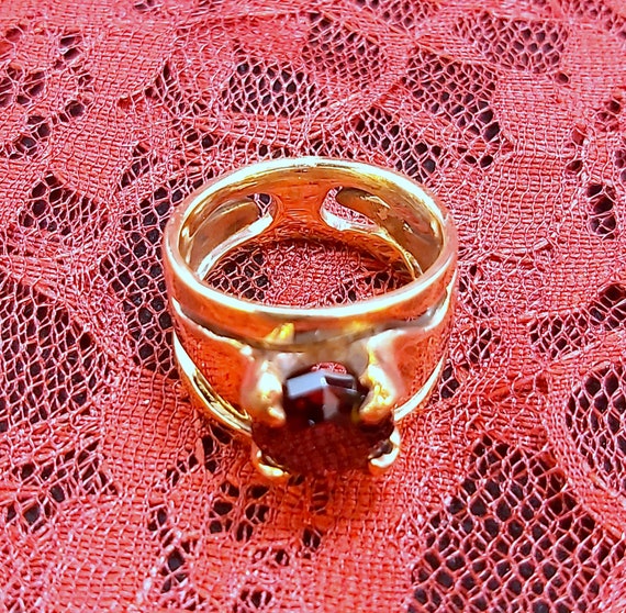14k Gold, Copper, and Ruby-like Statement Ring - Gem