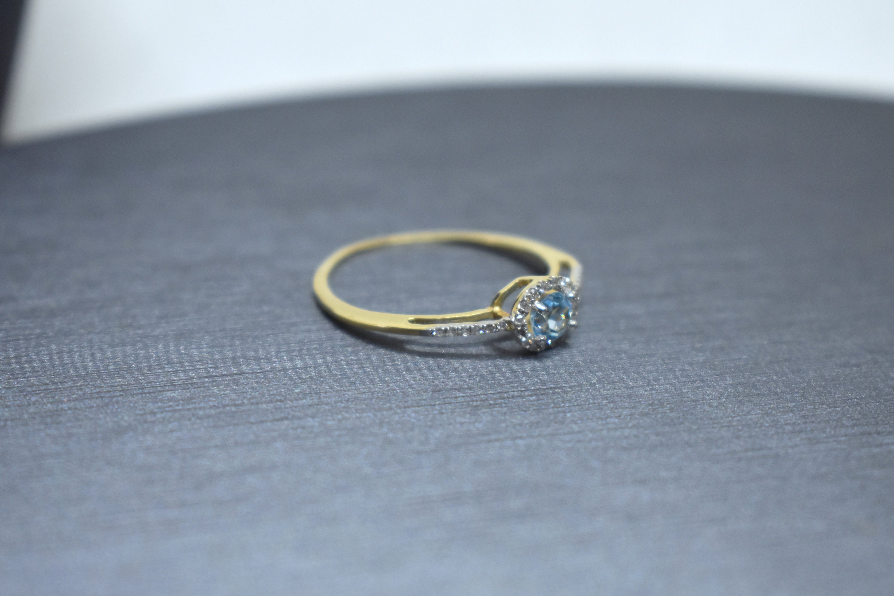 Dainty 14k March Birthstone Ring - Etsy