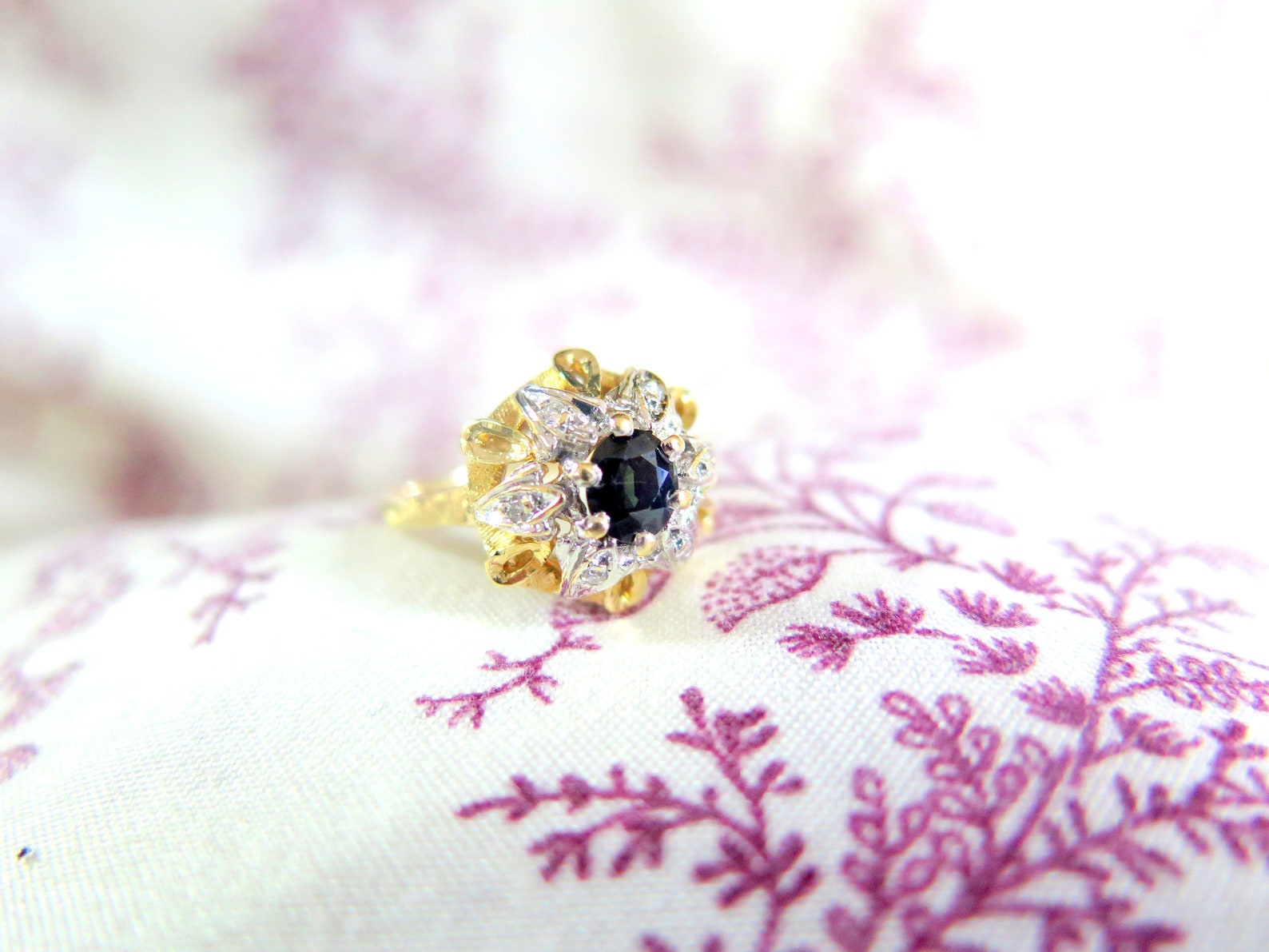 14k Two-tone Blue Star Ring - Etsy